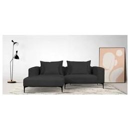 Guido Maria Kretschmer Home & Living Ecksofa GUIDO MARIA KRETSCHMER HOME & LIVING "BENTE L-Form" Sofas Gr. B/H/T: 233cm x 85cm x 172cm, Velours, Recamiere links, grau (anthrazit) wahlweise Recamiere links oder rechts, mit schwarzen Metallfüßen