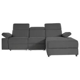 Ecksofa Places of Style "Kilado, L-Form" Sofas Gr. B/H/T: 259cm x 98cm x 163cm, Struktur fein, Recamiere rechts, manuelle Relaxfunktion auf Seite gegenüber der Recamiere, grau (anthrazit) mit Relaxfunktion, verstellbarer Armlehne, Kopfteilverstellung