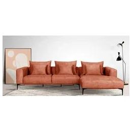 Guido Maria Kretschmer Home & Living Ecksofa GUIDO MARIA KRETSCHMER HOME & LIVING "BENTE L-Form" Sofas Gr. B/H/T: 332cm x 85cm x 175cm, Velvet, Recamiere rechts, orange (burnt orange) wahlweise Recamiere links oder rechts, mit schwarzen Metallfüßen