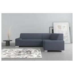 Ecksofa DOMO collection "Anzio L-Form" Sofas Gr. B/H/T: 259cm x 85cm x 191cm, Feinstruktur, langer Schenkel links, Ohne Funktion-Mit Federkern, blau Wahlweise mit Bettfunktion und Federkern