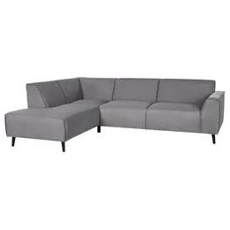 Ecksofa DOMO collection "Amora L-Form" Sofas Gr. B/H/T: 263 cm x 81 cm x 191 cm, Struktur fein, Ottomane links, Mit Federkern, grau (hellgrau) mit Federkern