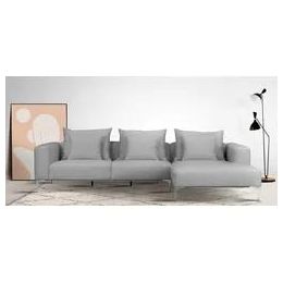 Guido Maria Kretschmer Home & Living Ecksofa GUIDO MARIA KRETSCHMER HOME & LIVING "JANTE L-Form" Sofas Gr. B/H/T: 332cm x 85cm x 175cm, Velours, Recamiere rechts, grau wahlweise Recamiere links oder rechts, mit Chromfüßen