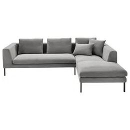 Ecksofa 3C Candy "Marango L-Form" Sofas Gr. B/H/T: 301cm x 83cm x 201cm, Feincord, Ottomane rechts, grau Lose Rücken- und Sitzkissen, Feincord