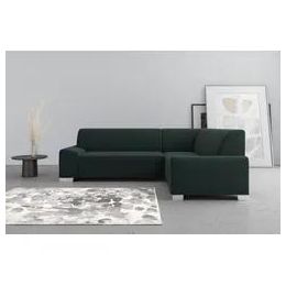 Ecksofa DOMO collection "Anzio L-Form" Sofas Gr. B/H/T: 259cm x 85cm x 191cm, Samtoptik, langer Schenkel links, Ohne Funktion-Mit Federkern, grün Wahlweise mit Bettfunktion und Federkern