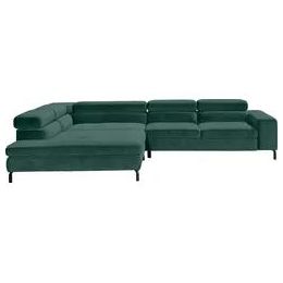 Ecksofa "Felicia Due L-Form", grün (smaragd), B:312cm H:72cm T:216cm, 100% Polyester, Gallery M BRANDED BY MUSTERRING, Sofas, Wahlweise mit Sitzvorzug, inkl. Kopfteilverstellung, Sitzhöhe 43 cm