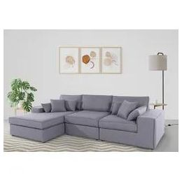 Ecksofa RAUM.ID "Florid L-Form" Sofas Gr. B/H/T: 280cm x 75cm x 162cm, Struktur fein, Ottomane links, grau (hellgrau) 3 Teile, bestehend aus Modulen, viele Bezugsqualitäten, auch in Cord