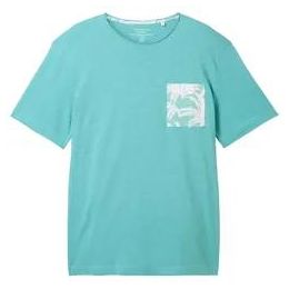 Tom Tailor Herren Strukturiertes T-Shirt mit Bio-Baumwolle, blau, Uni, Gr. XXL
