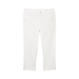 Tom Tailor Damen Kate Capri Jeans mit Bio-Baumwolle, weiß, Uni, Gr. 32