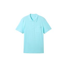 Tom Tailor Herren Poloshirt mit Struktur, blau, Uni, Gr. M