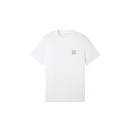 Tom Tailor Denim Herren T-Shirt mit Print, weiß, Uni, Gr. XXL