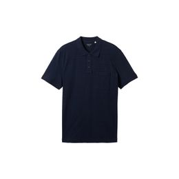 Tom Tailor Herren Poloshirt mit Struktur, blau, Uni, Gr. XL