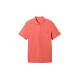 Tom Tailor Herren Poloshirt mit Struktur, rot, Uni, Gr. XXL