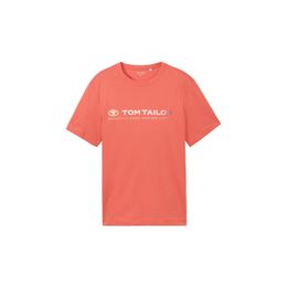 Tom Tailor Herren T-Shirt mit Logo Print, rot, Uni, Gr. XXL