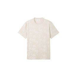 Tom Tailor Herren Jacquard T-Shirt, braun, Muster, Gr. XXL