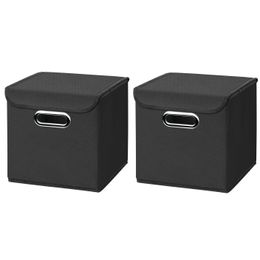 StickandShine Faltbox 2 Stück Faltboxen 25 x 25 x 25 cm Stoffboxen faltbar mit Deckel in verschiedenen Farben (2er SET 25x25x25) 25cm