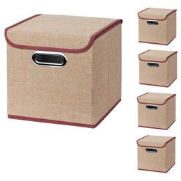 StickandShine Faltbox 5 Stück Faltboxen 25 x 25 x 25 cm Stoffboxen faltbar mit Deckel in verschiedenen Farben (5er SET 25x25x25) 25cm