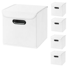 StickandShine Faltbox 5 Stück Faltboxen 25 x 25 x 25 cm Stoffboxen faltbar mit Deckel in verschiedenen Farben (5er SET 25x25x25) 25cm