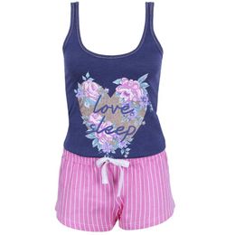 Sarcia.eu Schlafanzug Schlafanzug in Marineblau und Rosa mit Blumen LOVE TO LOUNGE XS-S
