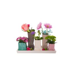 Jinfa Dekovase Handgefertigte kleine Keramik Deko Blumenvasen (5 Vasen Set bunt)