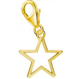 Goldene Hufeisen Charm Stern Stern Charm Anhänger 925 Sterling Silber Gelbgold vergoldet