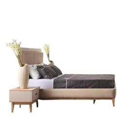 JVmoebel Schlafzimmer-Set Schlafzimmer Bett + 2x Nachttische Holz Komplettes Modern Beige
