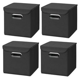 StickandShine Faltbox 4 Stück Faltboxen 25 x 25 x 25 cm Stoffboxen faltbar mit Deckel in verschiedenen Farben (4er SET 25x25x25) 25cm