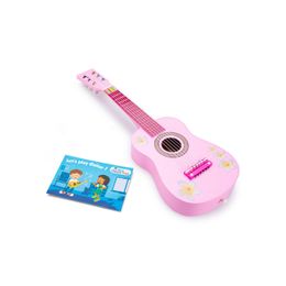 New Classic Toys® Spielzeug-Musikinstrument Gitarre pink mit Blumen Kindergitarre Kinder-Instrument Musikspielzeug