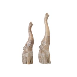 Marrakesch Orient & Mediterran Interior Dekofigur Handgeschnitzter Elefant Dekoaufsteller aus Holz Ganesha Figure Deko (2 St)