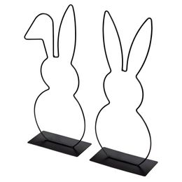 Levandeo® Osterhase, 2er Set Hase Aufsteller Metall H50cm Schwarz Osterdeko Tischdeko