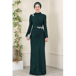 Modavitrini Maxikleid Damen Abendkleid Abaya Abiye Hijab Kleid Maxikleid (MASAL) Glitzer Stoff