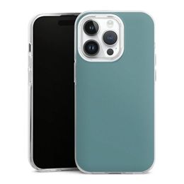 DeinDesign Handyhülle Art Blau einfarbig Petrol, Apple iPhone 14 Pro Silikon Hülle Bumper Case Handy Schutzhülle, weiß, transparent