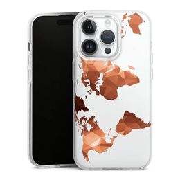 DeinDesign Handyhülle Weltkarte Landkarte Bronze Worldmap Triangle ohne Hintergrund, Apple iPhone 14 Pro Silikon Hülle Bumper Case Handy Schutzhülle