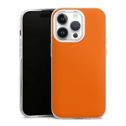 DeinDesign Handyhülle einfarbig orange Farbe Mandarine, Apple iPhone 14 Pro Silikon Hülle Bumper Case Handy Schutzhülle, weiß, transparent