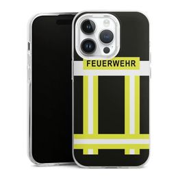 DeinDesign Handyhülle Feuerwehr Feuerwehrmann Beruf Feuerwehr, Apple iPhone 14 Pro Silikon Hülle Bumper Case Handy Schutzhülle, weiß, transparent