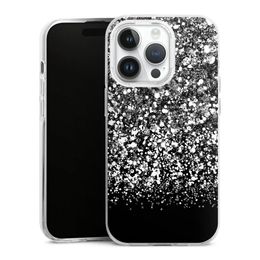 DeinDesign Handyhülle Glitzer Look Schneeflocken Muster Snow Fall Glitter Look, Apple iPhone 14 Pro Silikon Hülle Bumper Case Handy Schutzhülle, weiß
