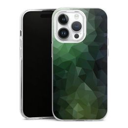 DeinDesign Handyhülle Tarnmuster Mosaik Geometric Polygonal Mosaic Green, Apple iPhone 14 Pro Silikon Hülle Bumper Case Handy Schutzhülle, weiß