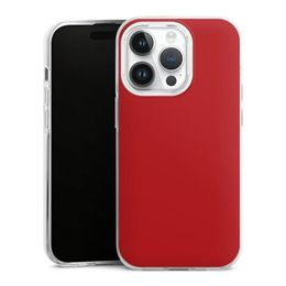 DeinDesign Handyhülle Rot einfarbig Farbe Karminrot, Apple iPhone 14 Pro Silikon Hülle Bumper Case Handy Schutzhülle, weiß, transparent
