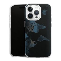 DeinDesign Handyhülle Weltkarte Landkarte Nacht Nightlight Worldmap, Apple iPhone 14 Pro Silikon Hülle Bumper Case Handy Schutzhülle, weiß
