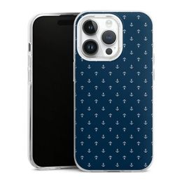DeinDesign Handyhülle Anker Segeln Muster Anchors Dark, Apple iPhone 14 Pro Silikon Hülle Bumper Case Handy Schutzhülle, weiß, transparent