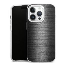 DeinDesign Handyhülle Metallic Look Metal Anthrazit Metal Look - Anthrazit, Apple iPhone 14 Pro Silikon Hülle Bumper Case Handy Schutzhülle, weiß