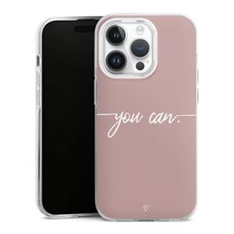 DeinDesign Handyhülle Spruch Sprüche Motivation You Can, Apple iPhone 14 Pro Silikon Hülle Bumper Case Handy Schutzhülle, weiß, transparent