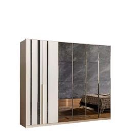 JVmoebel Kleiderschrank Kleiderschrank Luxus Schlafzimmer Holz Schrank Glasschrank Möbel (1-St., 1x Kleiderschrank) Made in Europa, silberfarben