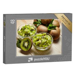 puzzleYOU Puzzle Tropische Früchte: Fein geschnittene, saftige Kiwi, 48 Puzzleteile, -Kollektionen Obst, Essen und Trinken