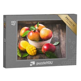 puzzleYOU Puzzle Frische Mangofrüchte, 48 Puzzleteile, -Kollektionen Obst, Essen und Trinken