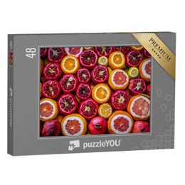 puzzleYOU Puzzle Frisches Obst: Orange und Granatapfel, 48 Puzzleteile, -Kollektionen Obst, Essen und Trinken