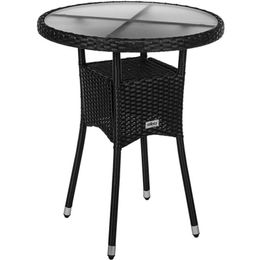 stilista - Beistelltisch Polyrattan rund 60 cm, schwarz