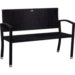 STILISTA® 2-Sitzer Gartenbank aus UV-beständigem Polyrattan-Geflecht 122 x 52 x 89 cm in verschiedenen Farben, schwarz