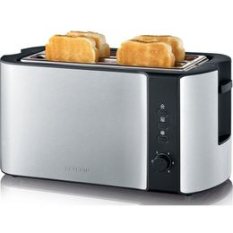 Severin - AT2590 Toaster Langschlitz-Toaster Edelstahl-gebürstet-schwarz 1400 Watt