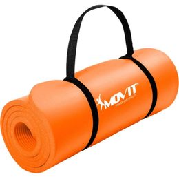 Movit® Yogamatte - 183x60 cm, 10 mm Dicke, Rutschfest, Faltbar, Hautfreundlich, mit Gummiband, NBR, Orange - Gymnastikmatte, Fitnessmatte,