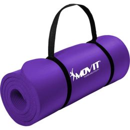 Movit® Yogamatte - 183x60 cm, 10 mm Dicke, Rutschfest, Faltbar, Hautfreundlich, mit Gummiband, NBR, Violett - Gymnastikmatte, Fitnessmatte,